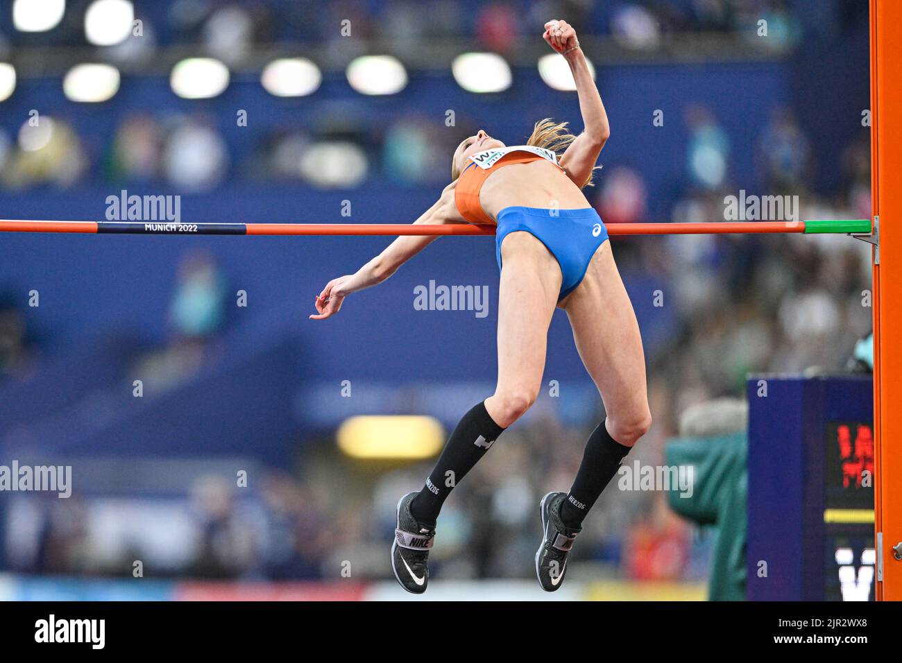 MUNCHEN, GERMANY - AUGUST 21: Britt Weerman of The Netherlands competing in women's high jump at ...