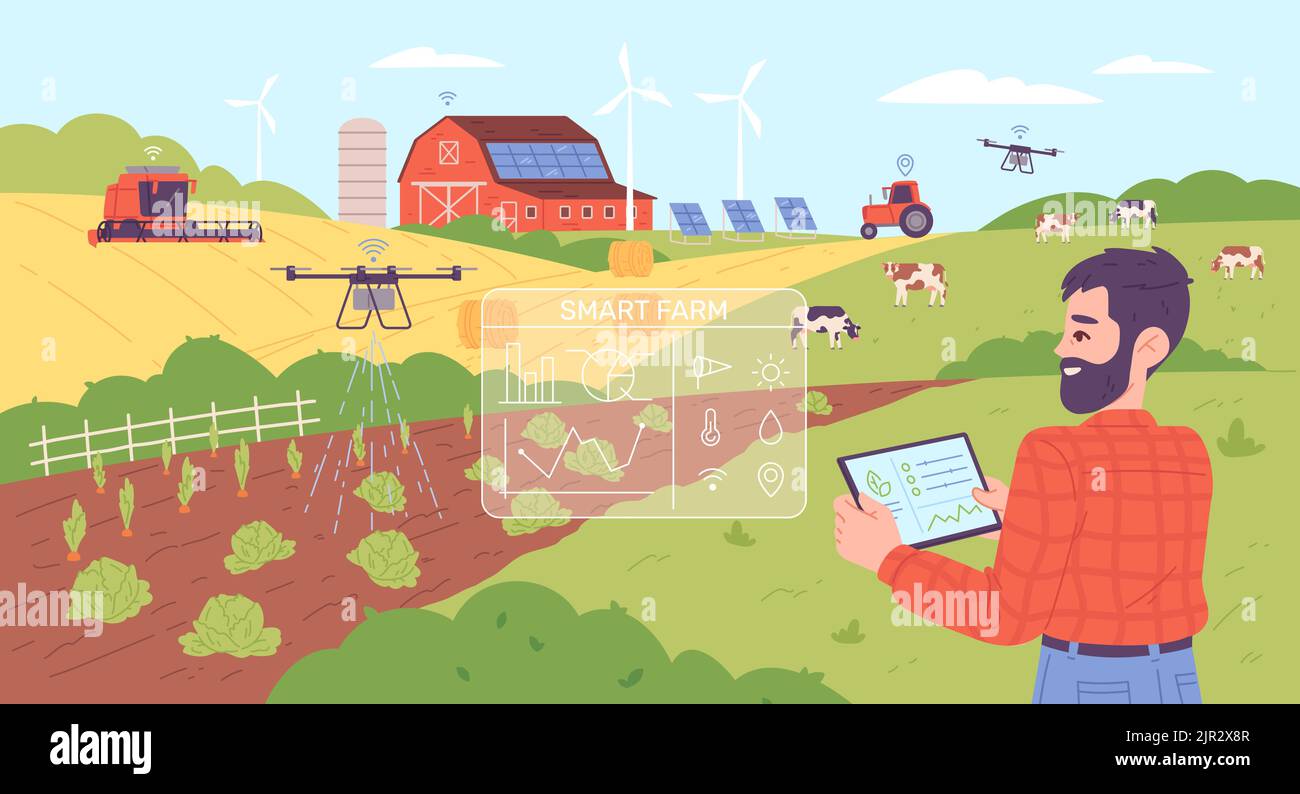 Future smart farming. Industrial agriculture farm automation technology ...