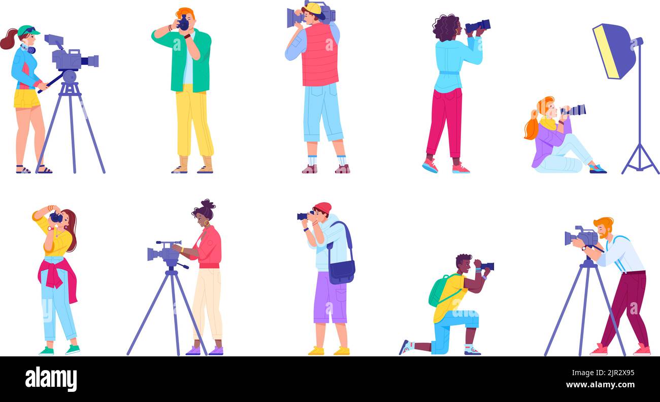 Photographers and operators. Artistic photographer and cameraman ...