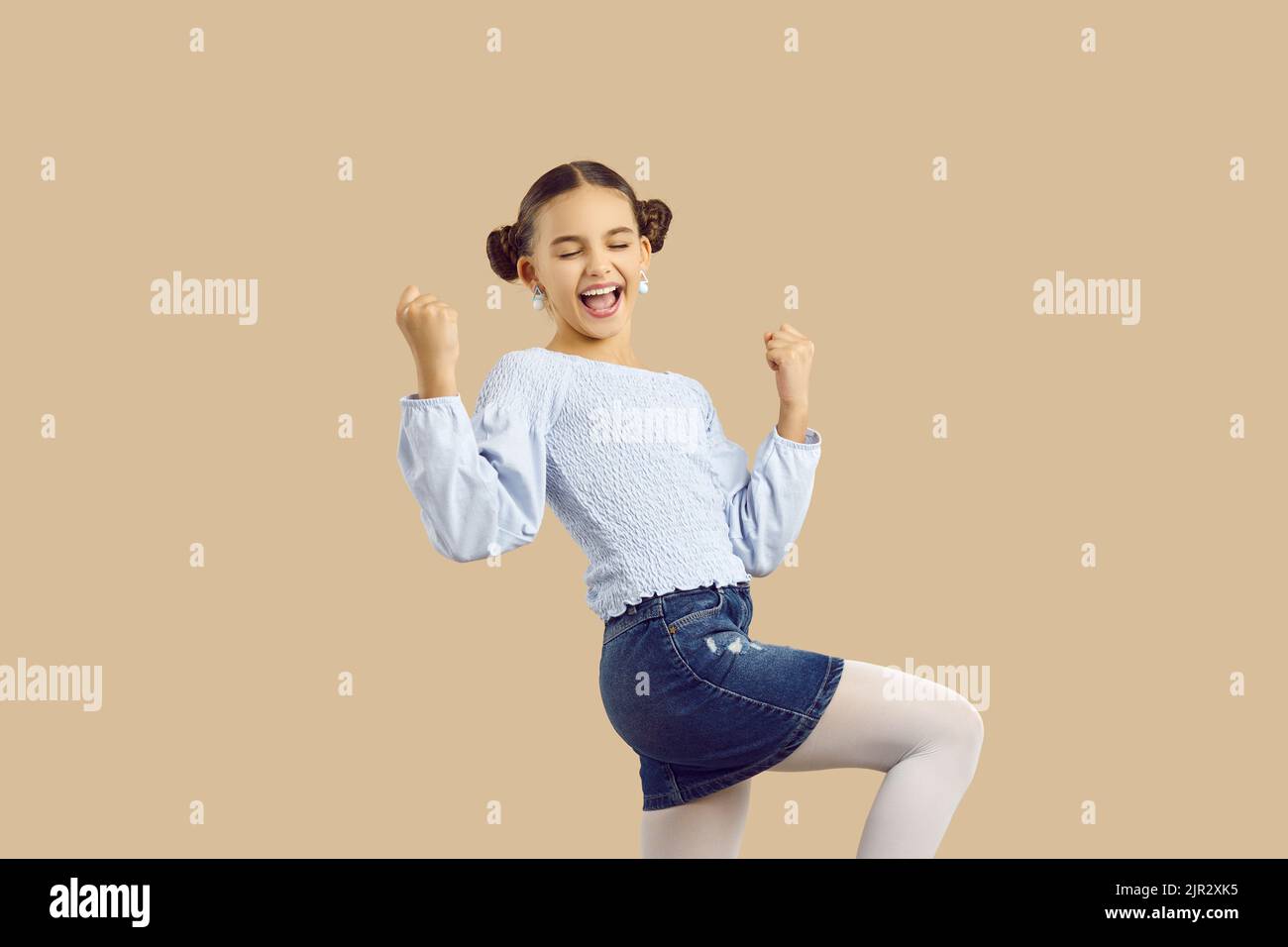 Happy child celebrating victory, feeling excited, shouting Yes and ...