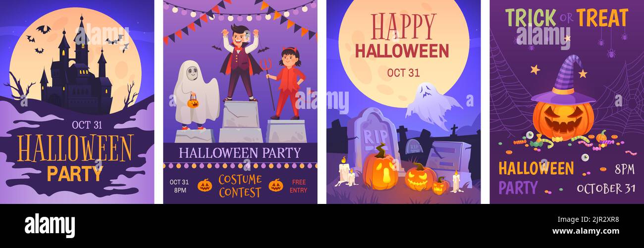 Costume contest posters. Halloween party poster design art, halloweek ...