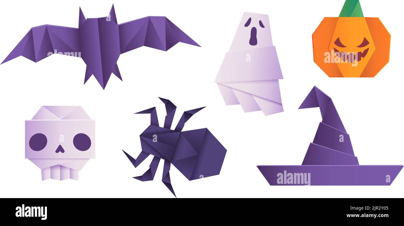 Halloween origami. Monster pumpkin paper geometric abstract decoration ...