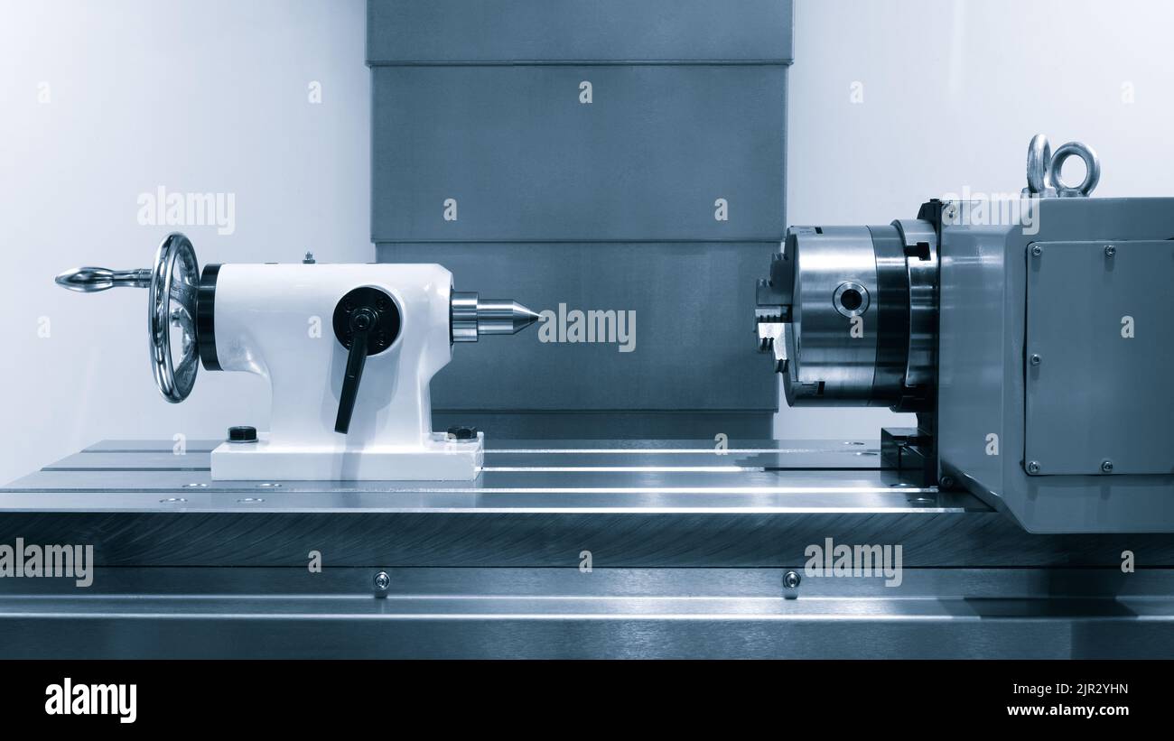 Manufacturing CNC professional lathe machine, Industrial concept Stock ...
