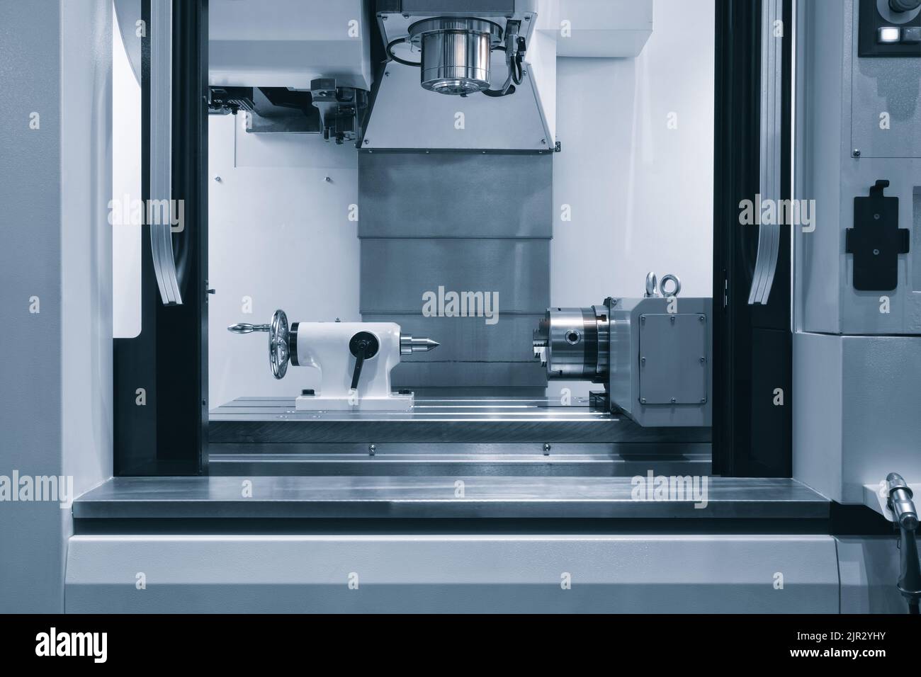 Manufacturing CNC professional lathe machine, Industrial concept Stock ...