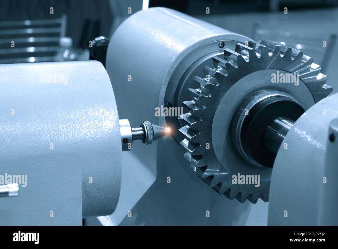 Operator inspection dimension metal gear parts by CMM after machining ...
