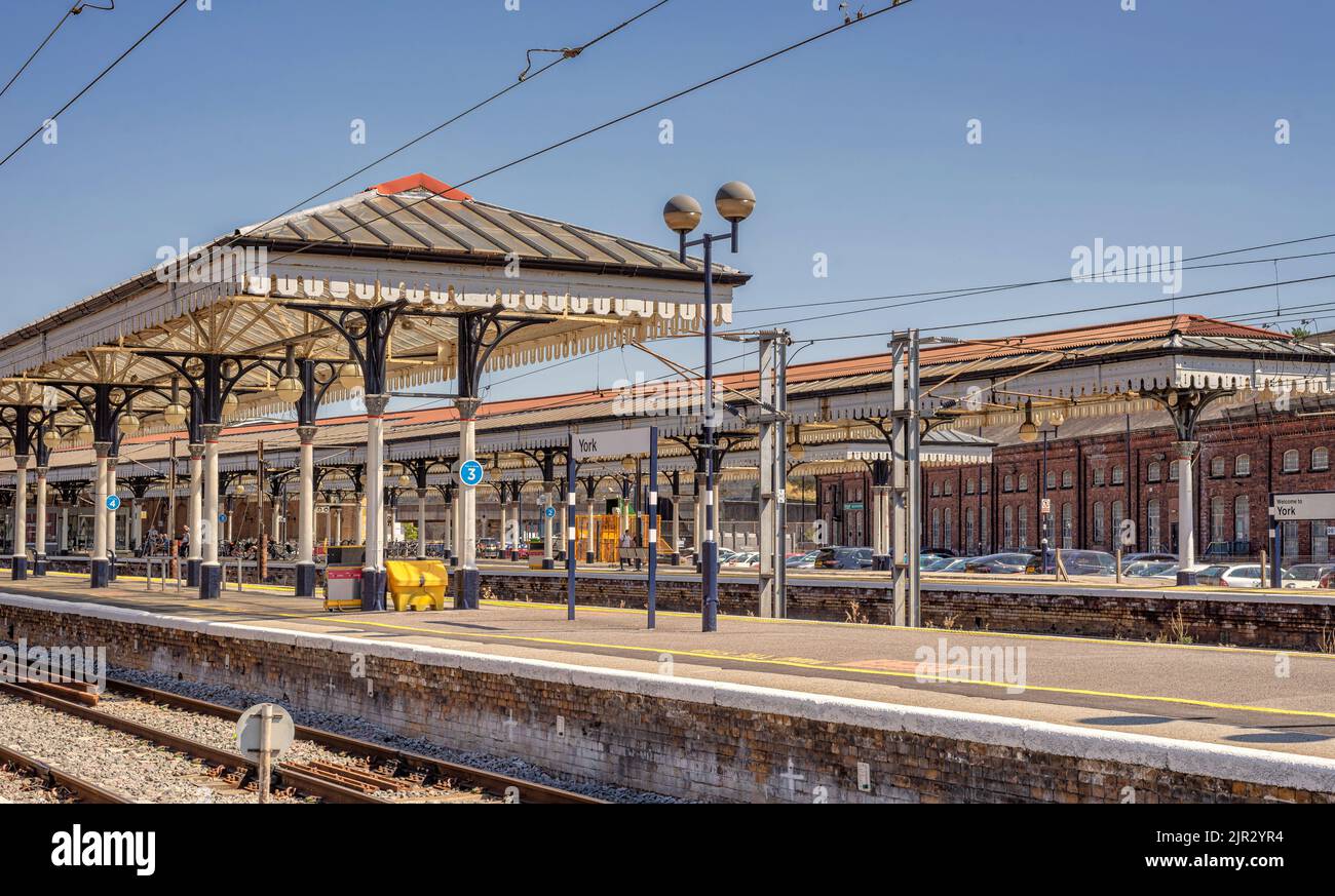 Historic 19th Century canopies supported by columns on a railway ...