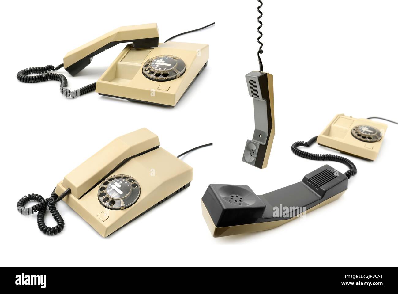 Set of outdated telephones isolated on white background Stock Photo - Alamy
