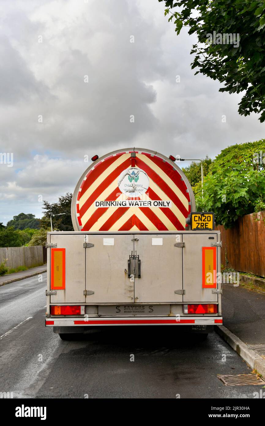 Pontypridd, Wales - August 2022: Rear view of a large water tanker ...