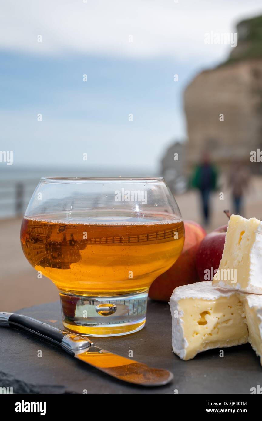 Tastes of Normandy - french cow cheese camembert and apple cider served ...