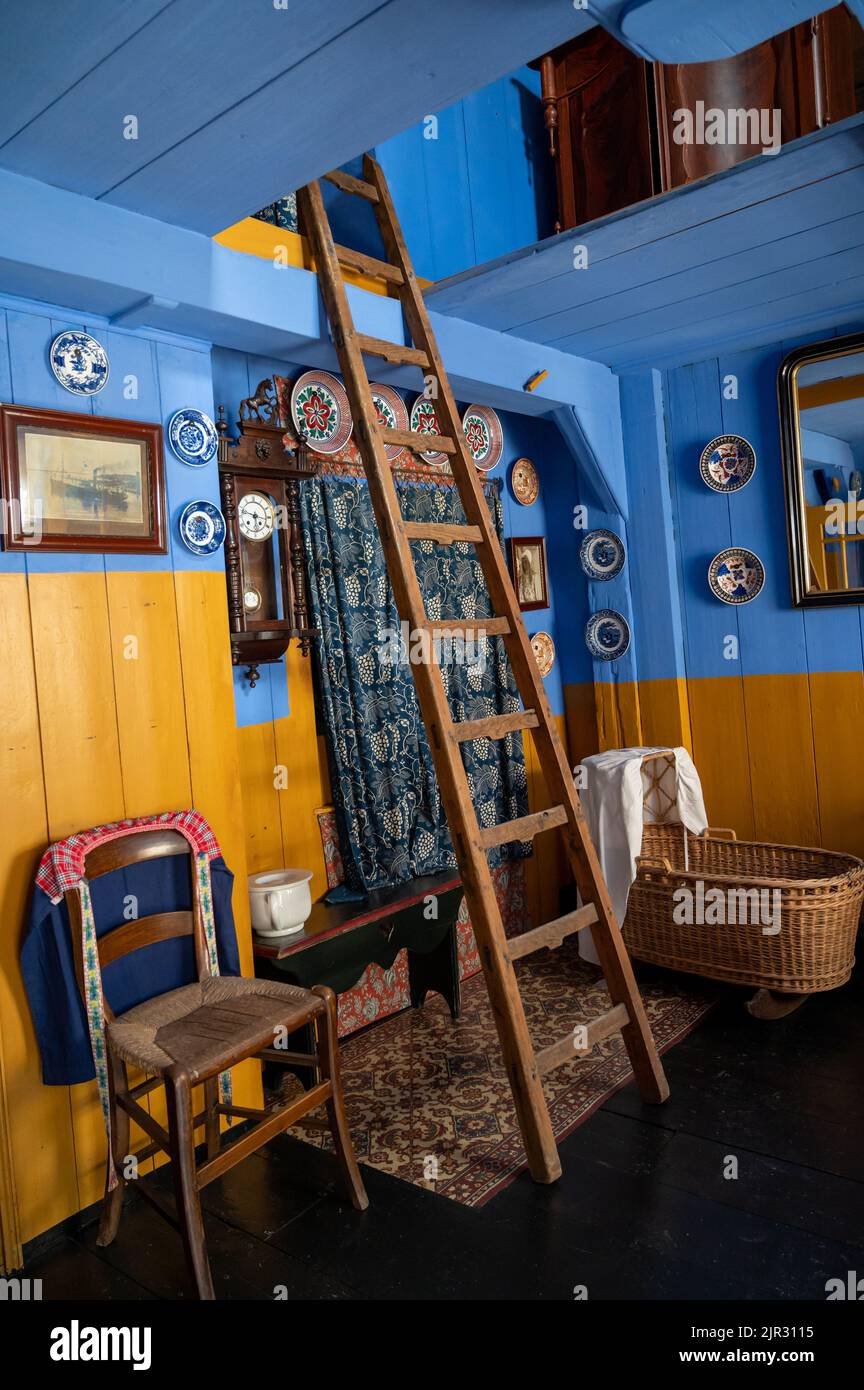 Old fashioned Dutch interior and room decoration in small fisherman's ...