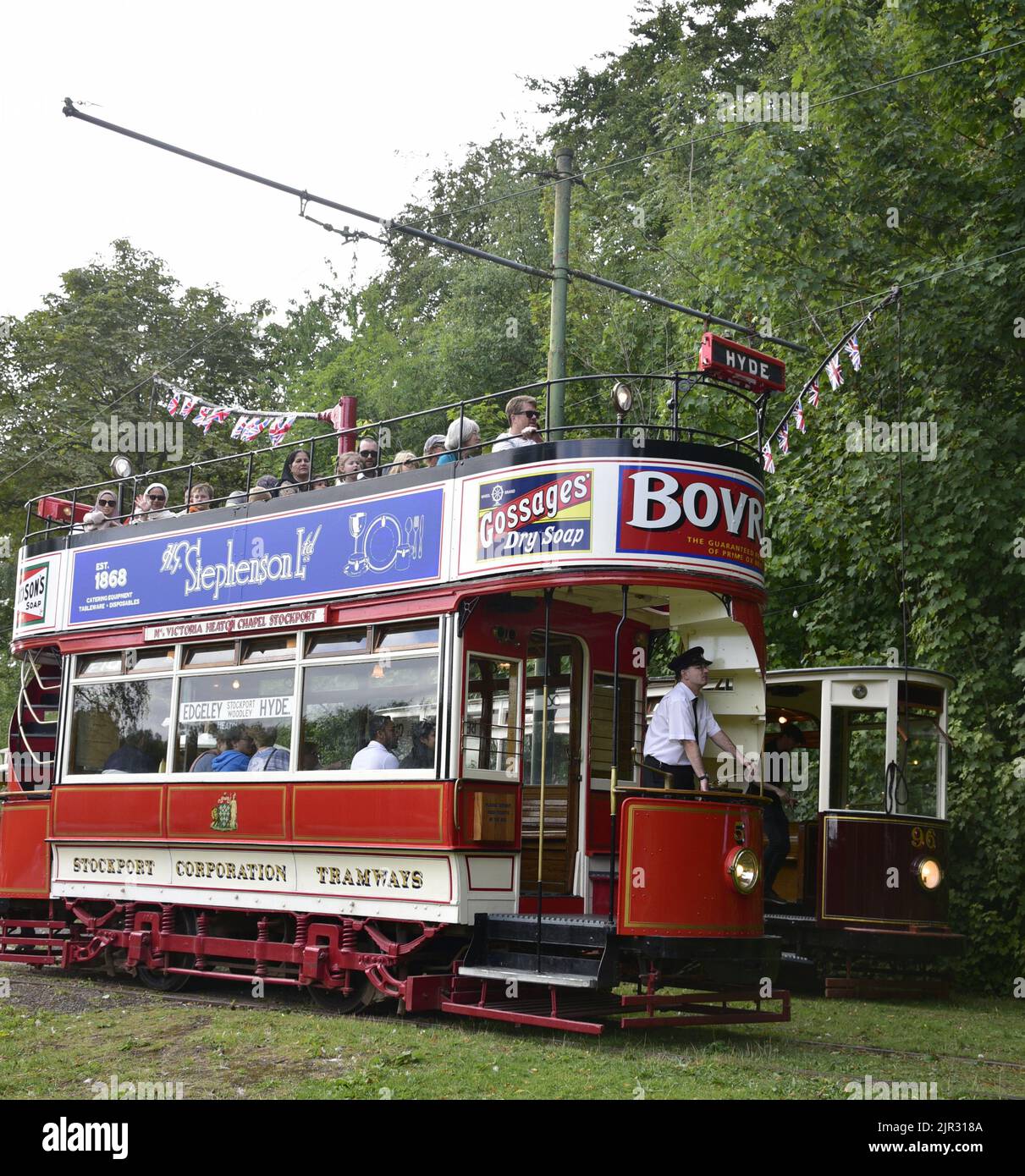 Manchester, UK. 21st August, 2022. Passengers enjoy a ride on Stockport ...