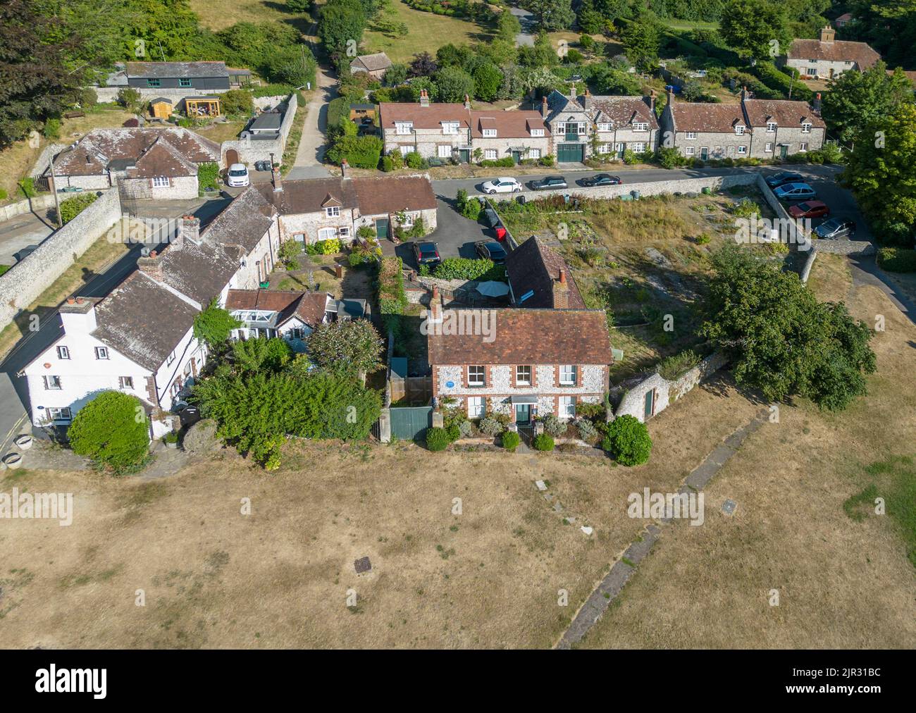aerial view of east dean in the south downs national park in east ...