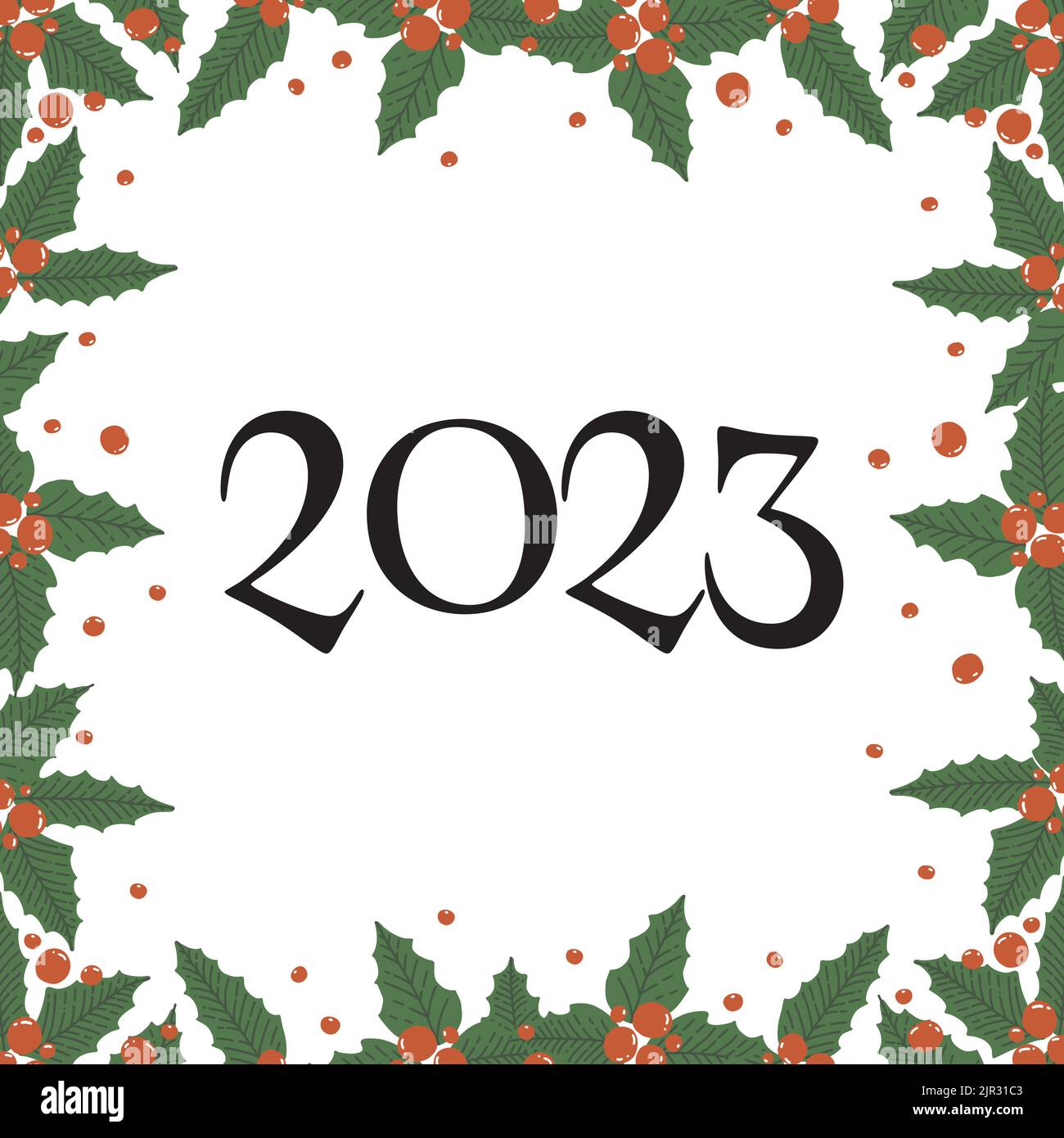 2023 year Calendar cover template. Vector illustration of Holly leaves ...