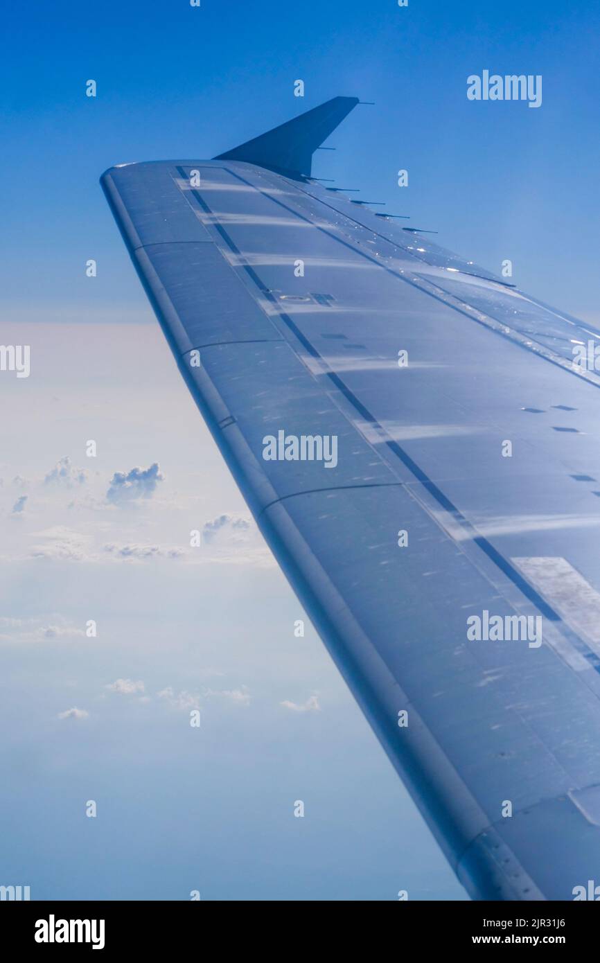 Aircraft's wing, Flying by plane from Greece to France Stock Photo - Alamy