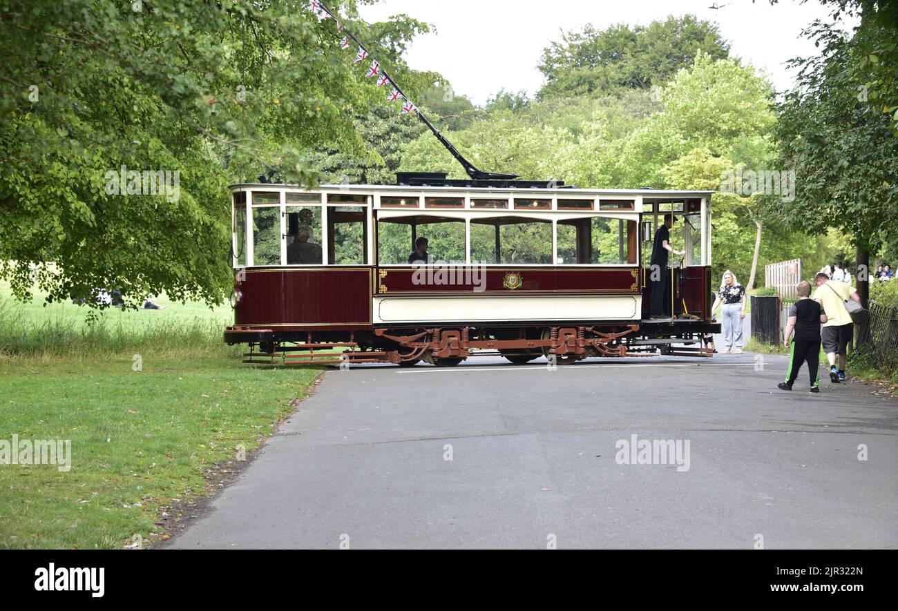 Manchester, UK. 21st August, 2022. Hull 96, a 1901 built tramcar ...