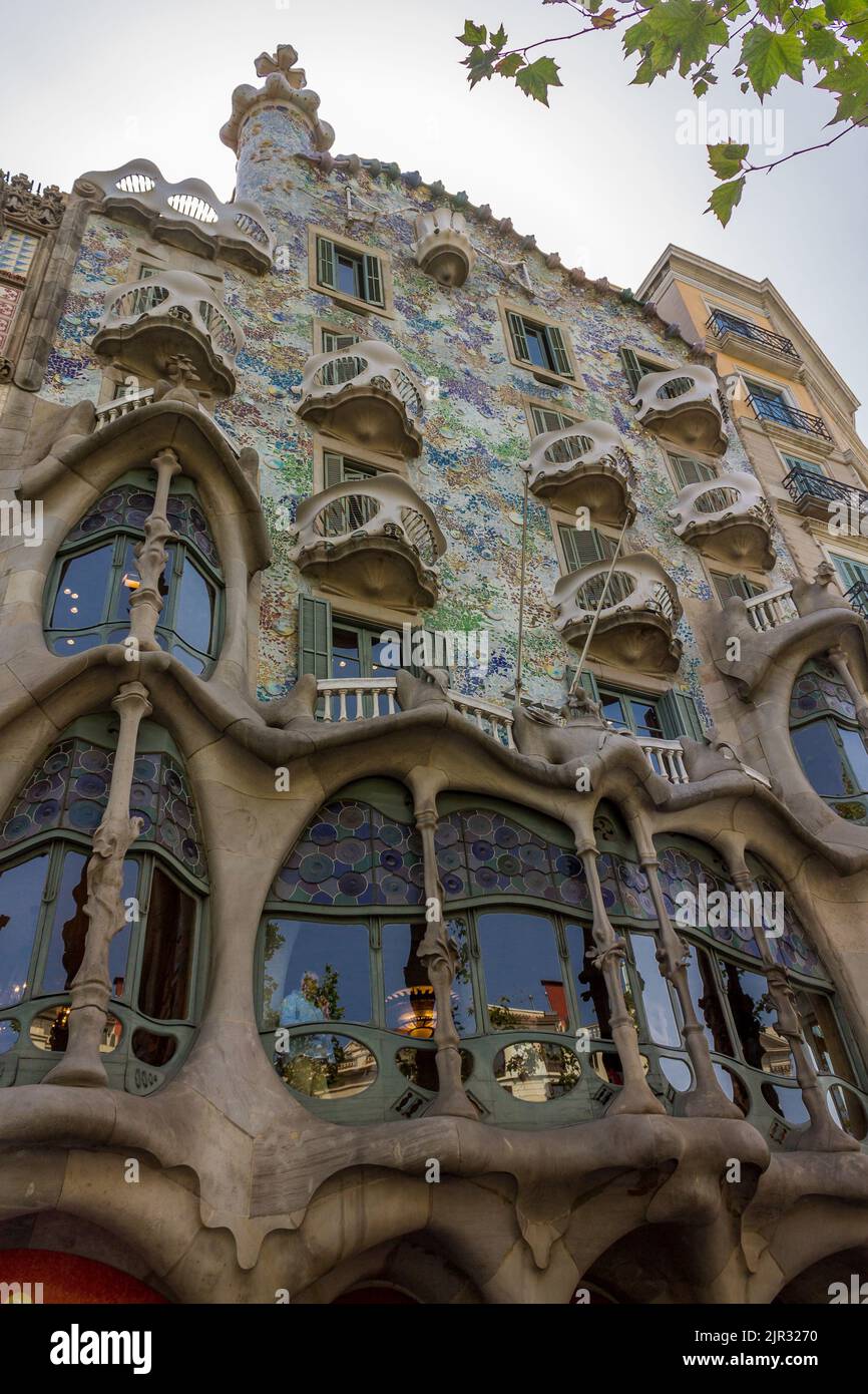 A closeup shot of the beautiful exterior of Casa Batllo building in ...