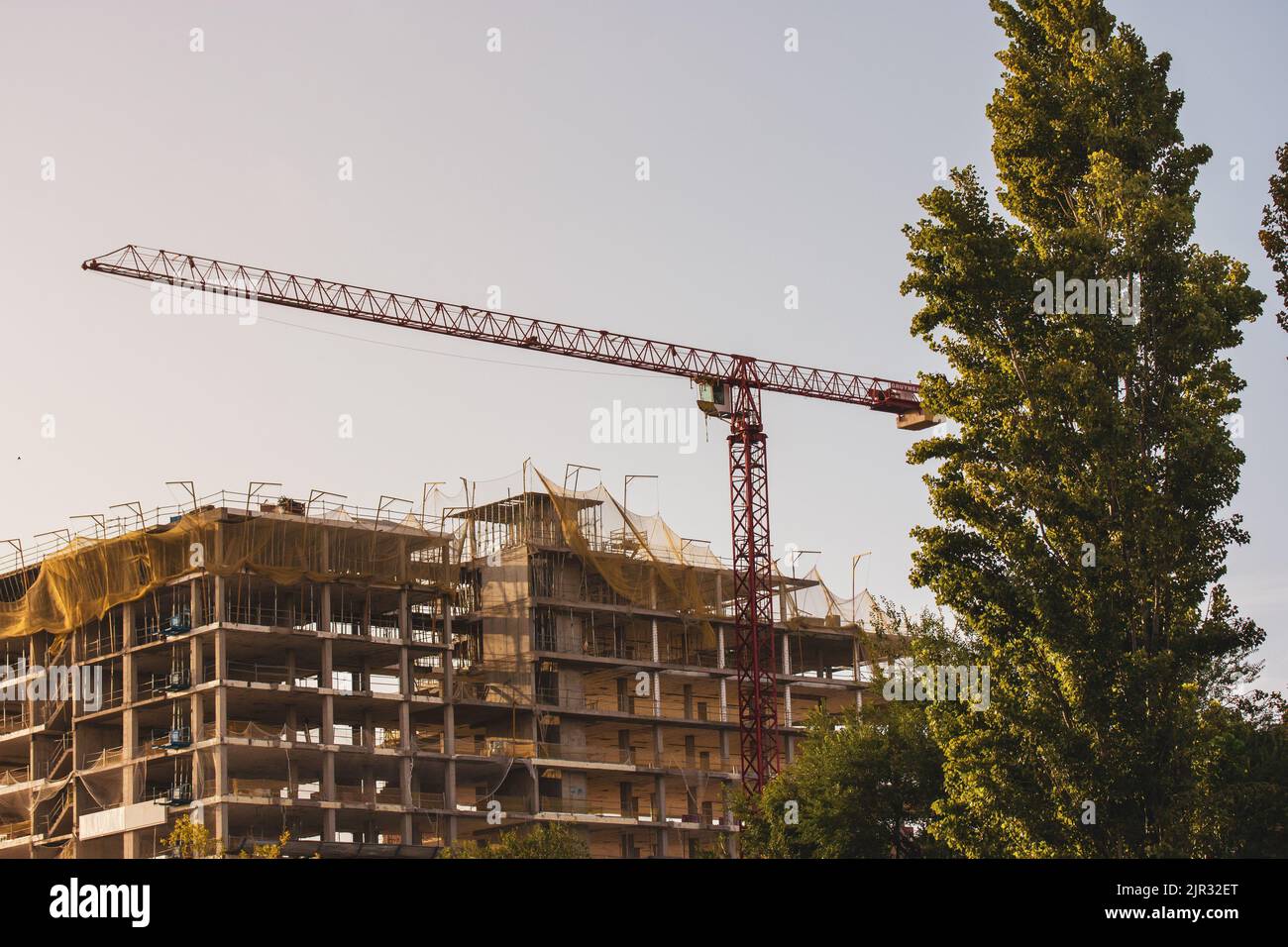 Construction of a residential high-rise multistory modern house ...