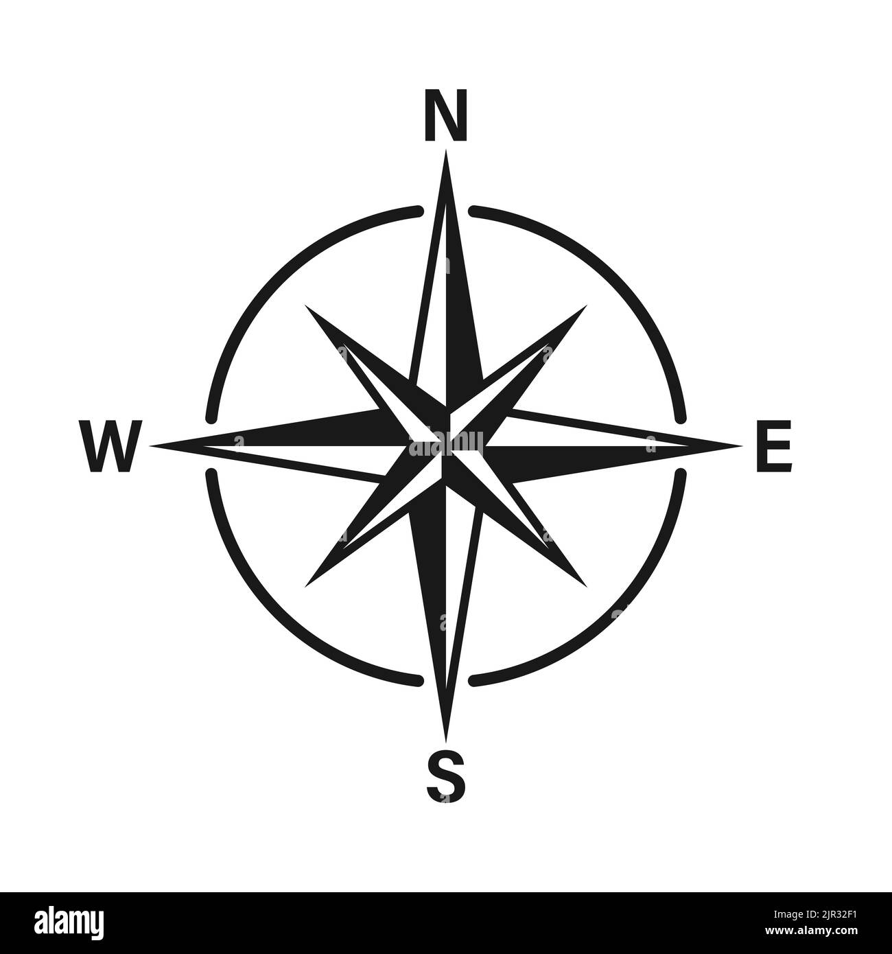 Vintage marine wind rose, nautical chart. Monochrome navigational ...