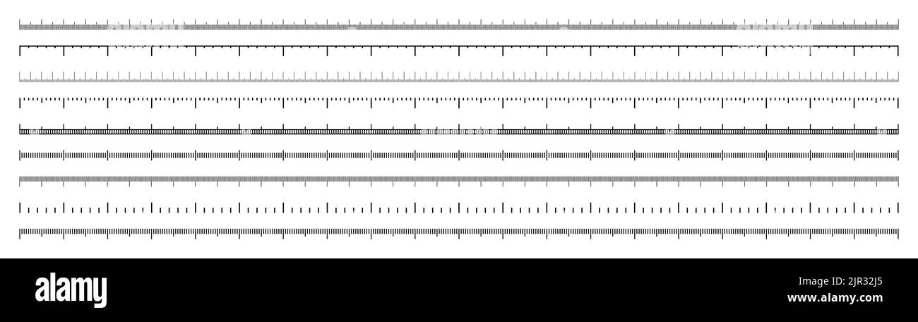 Various measurement scales with divisions. Realistic long scale for ...