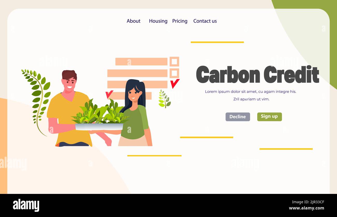 carbon credit concept people holding green plants responsibility of co2 ...