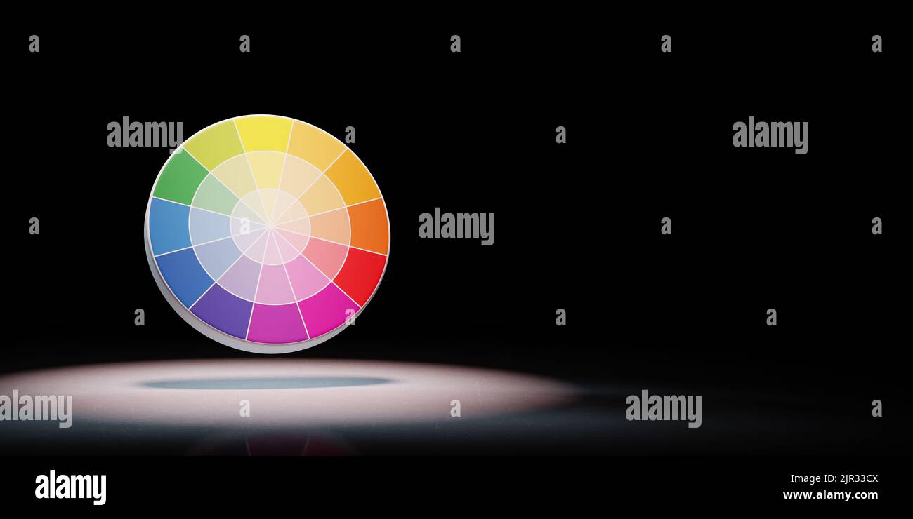 Color Wheel Spotlighted on Black Background Stock Photo - Alamy