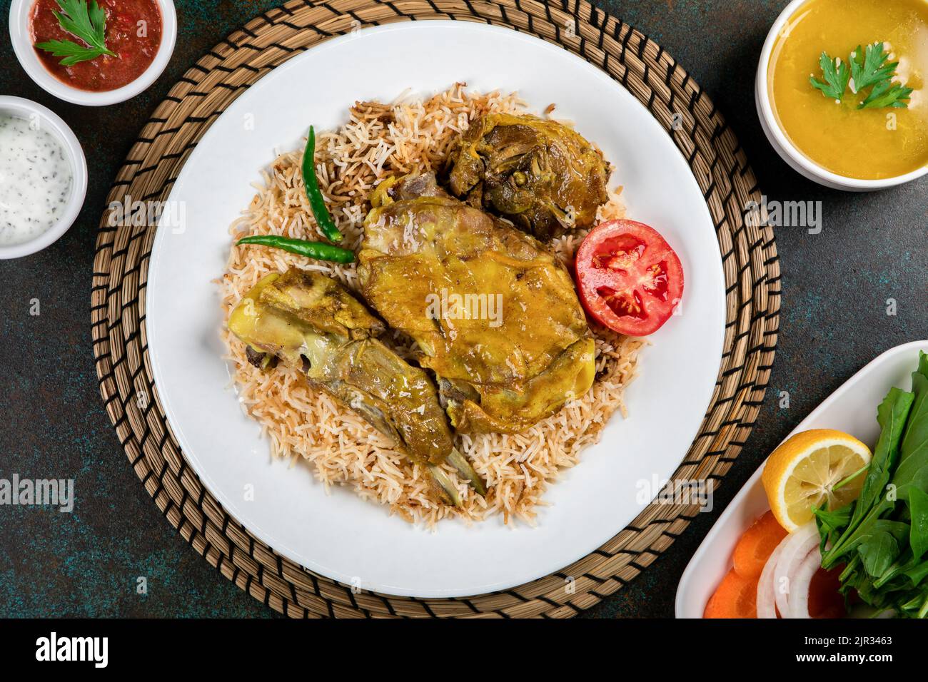 western arabic food , yemeni food. chicken with rice Stock Photo - Alamy