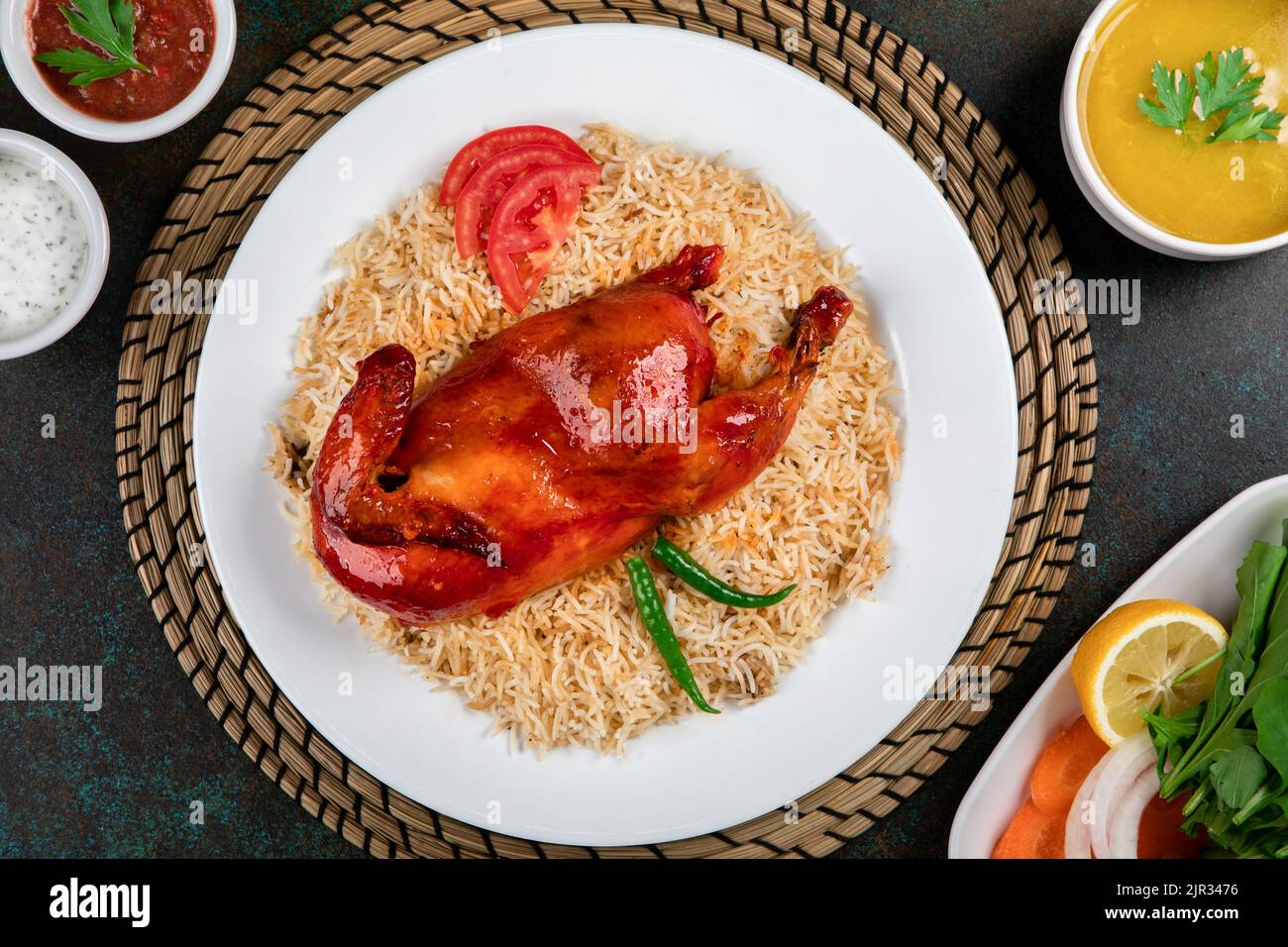 western arabic food , yemeni food. chicken with rice Stock Photo - Alamy