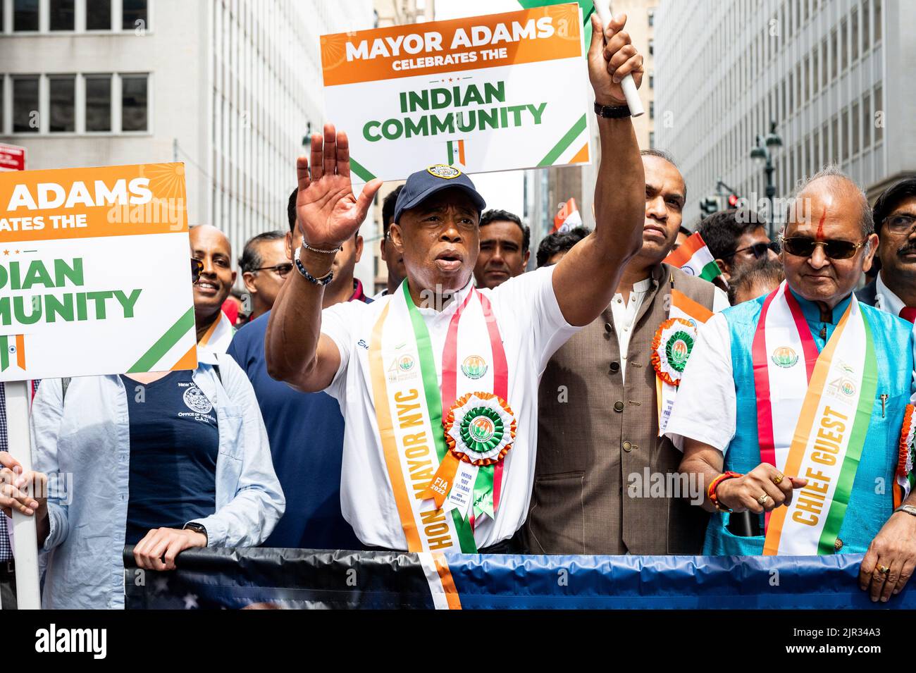New York City Mayor Eric Adams (D) marching in the New York City India ...