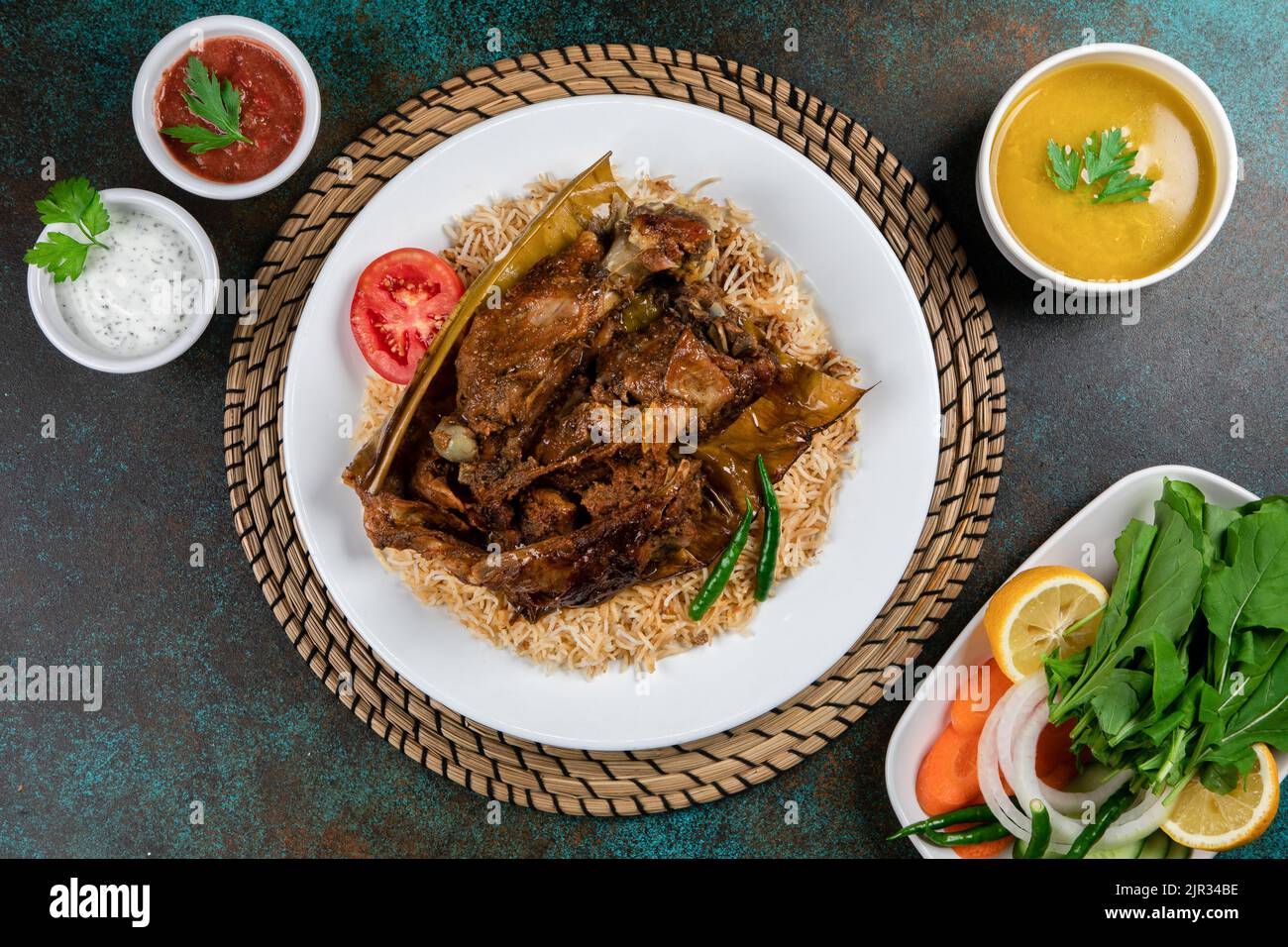 western arabic food , yemeni food. chicken with rice Stock Photo - Alamy
