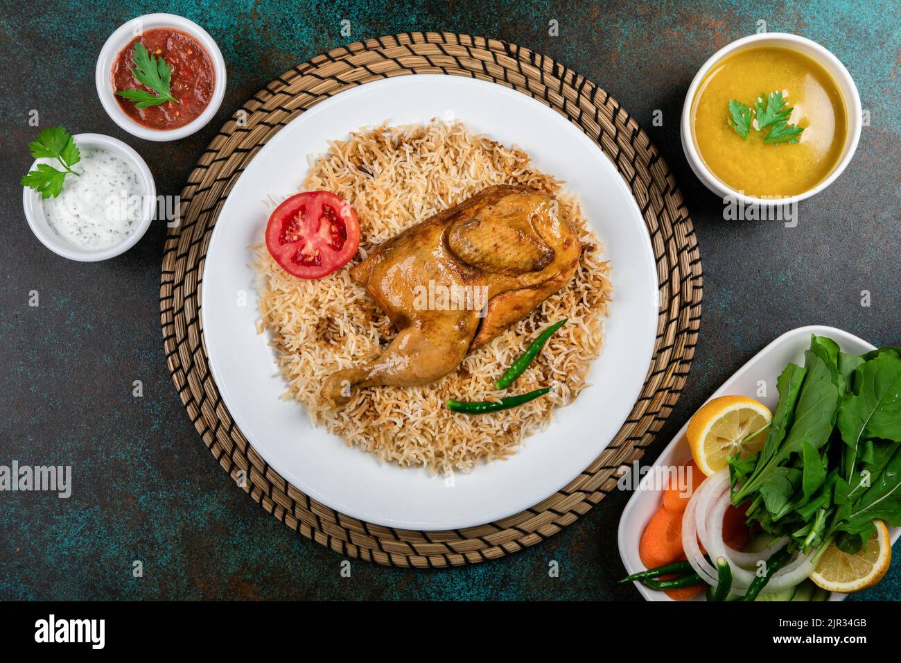 western arabic food , yemeni food. chicken with rice Stock Photo - Alamy