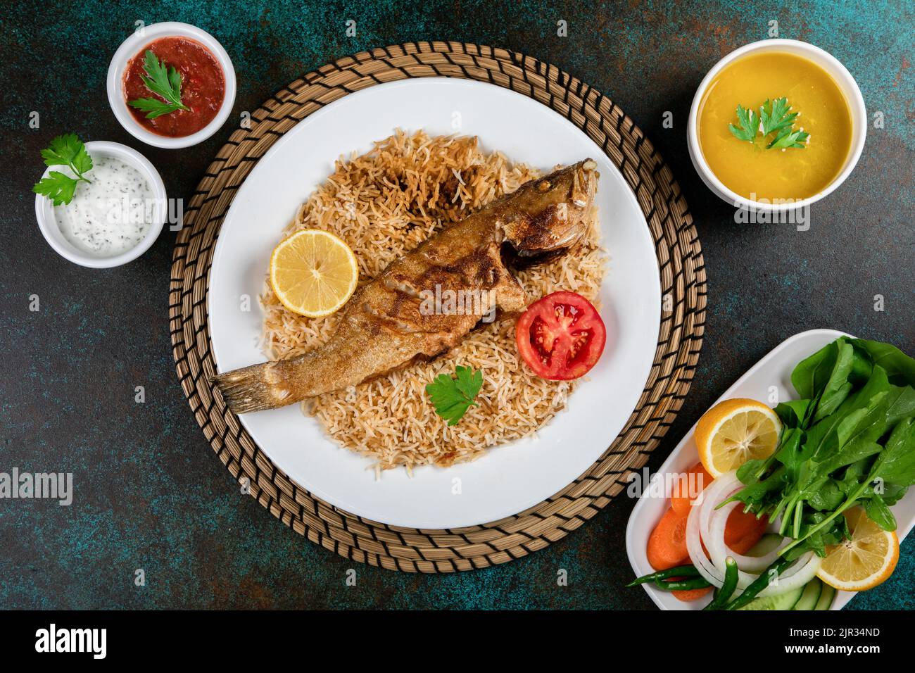 western arabic food , yemeni food. chicken with rice Stock Photo - Alamy