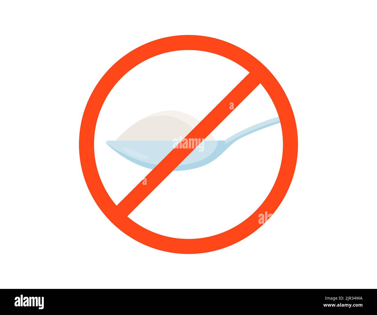 Spoon sugar stop logo vector icon. Powder sugar spoon prohibited symbol ...