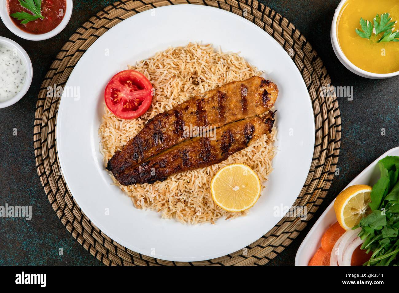 western arabic food , yemeni food. chicken with rice Stock Photo - Alamy
