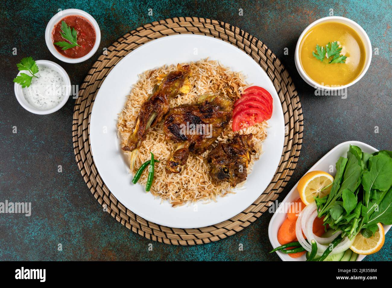 western arabic food , yemeni food. chicken with rice Stock Photo - Alamy