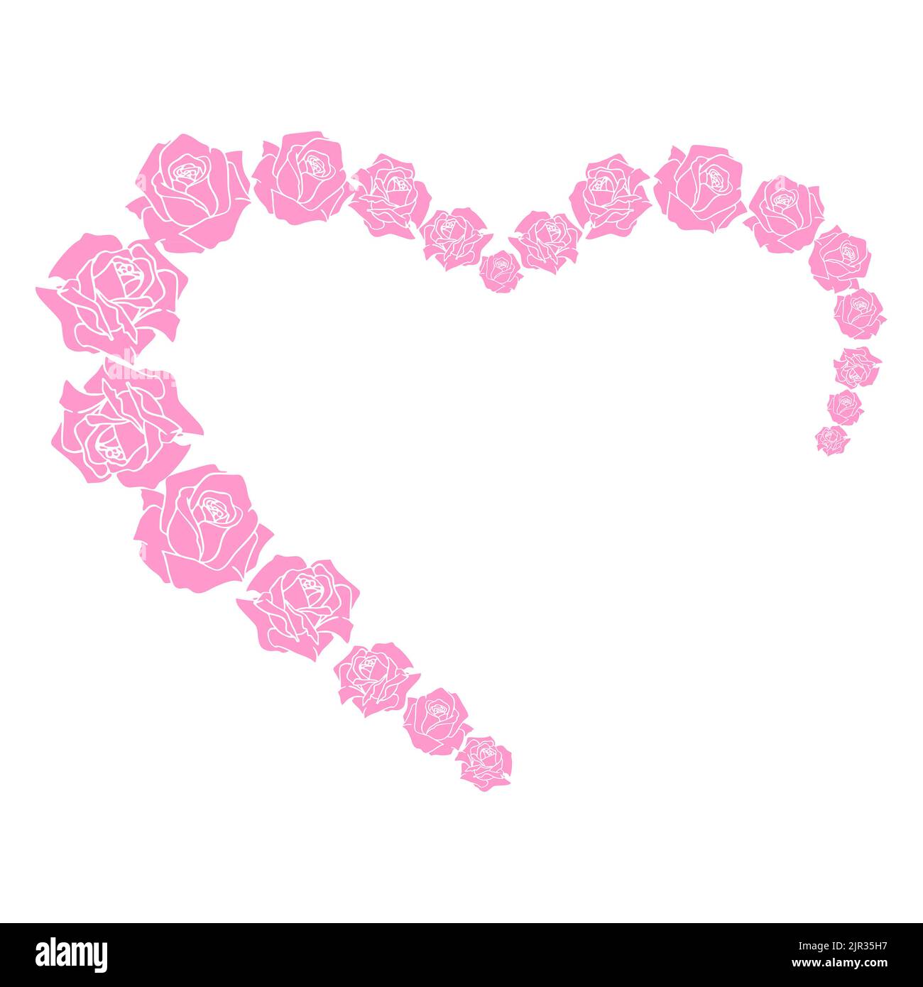 heart shaped pink rose flower border, greeting card, design Stock Photo ...