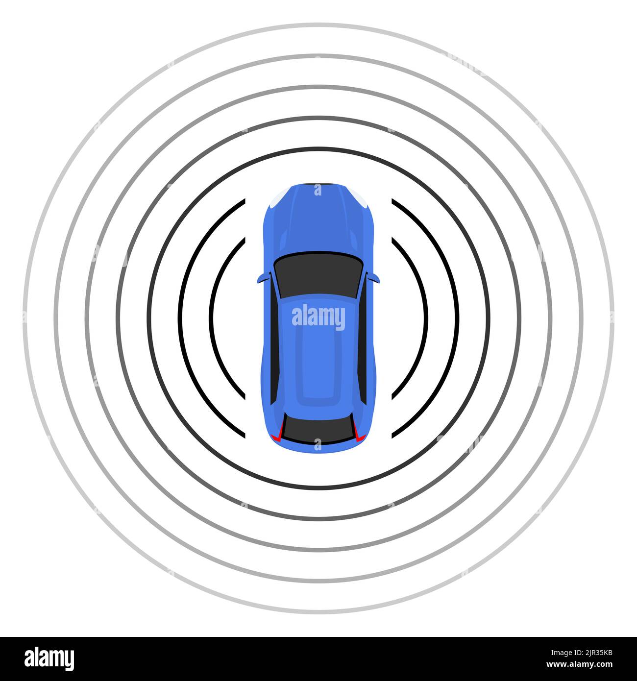 Autonomous car top view futuristic system guidance above. Autonomous ...