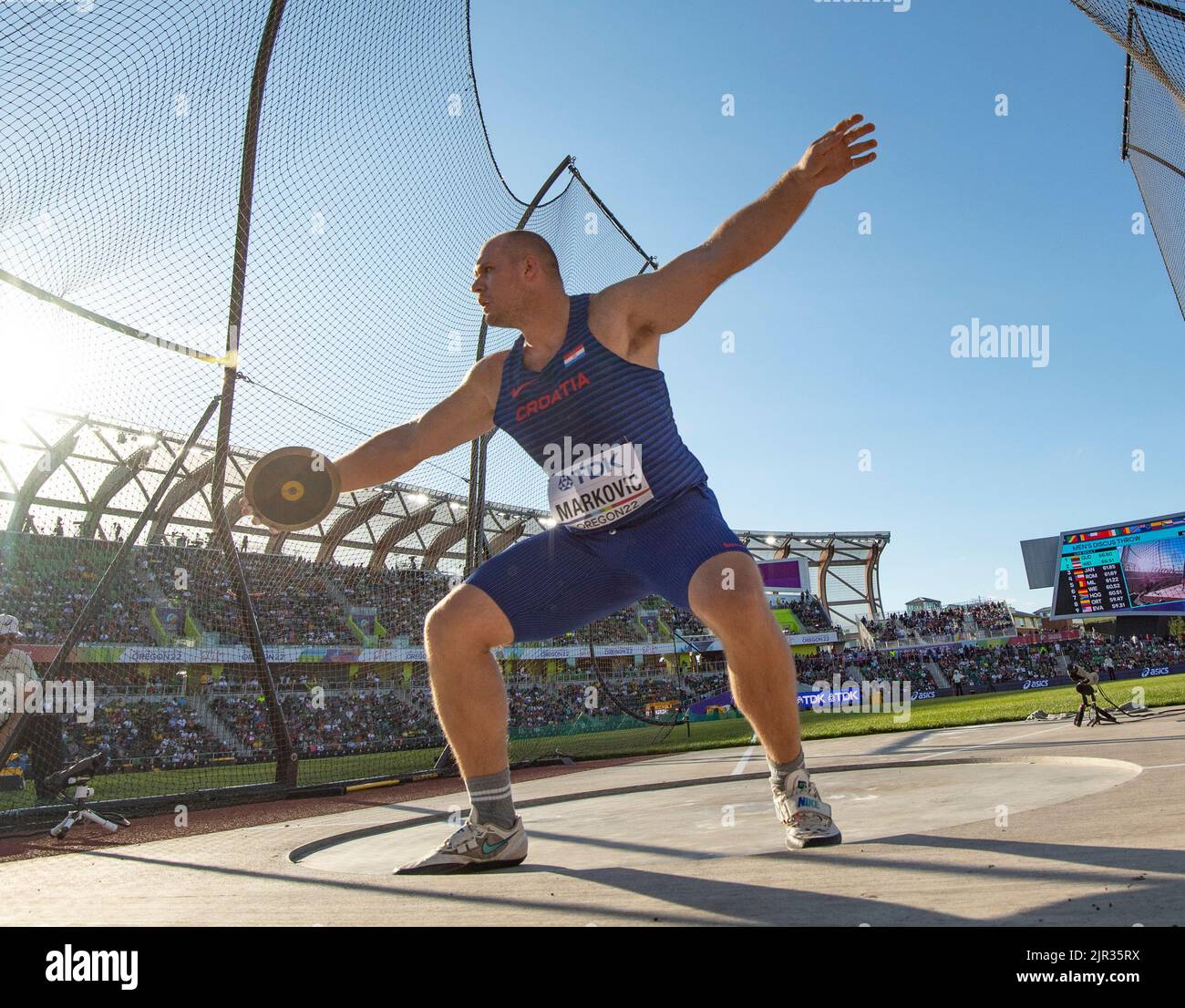 Martin Markovic of Croatia competing in the men’s discus heats at ...