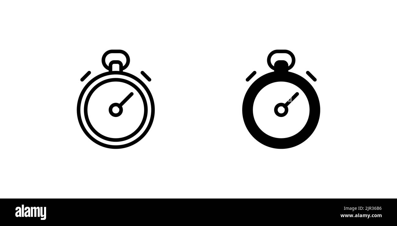 Two black and white clock icon vectors Stock Vector Image & Art - Alamy