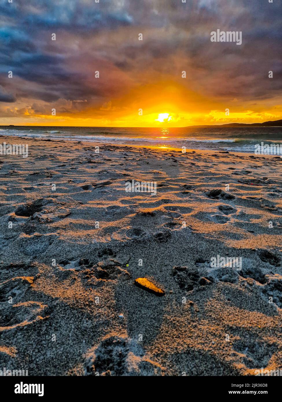 Sunset on the West Beach, Berneray, Outer Hebrides Stock Photo - Alamy