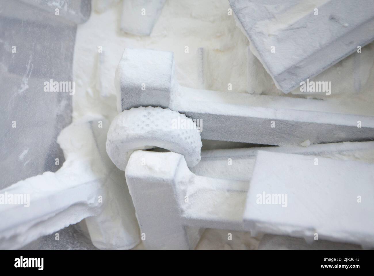 Detail objects printed on powder 3D printer and covered white polyamide ...