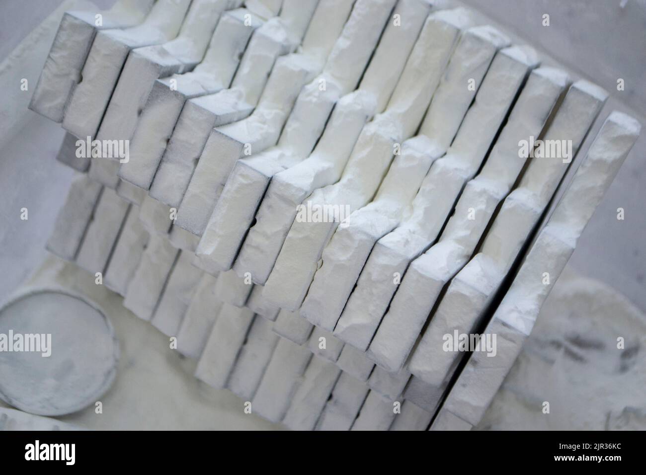 Detail objects printed on powder 3D printer and covered white polyamide ...