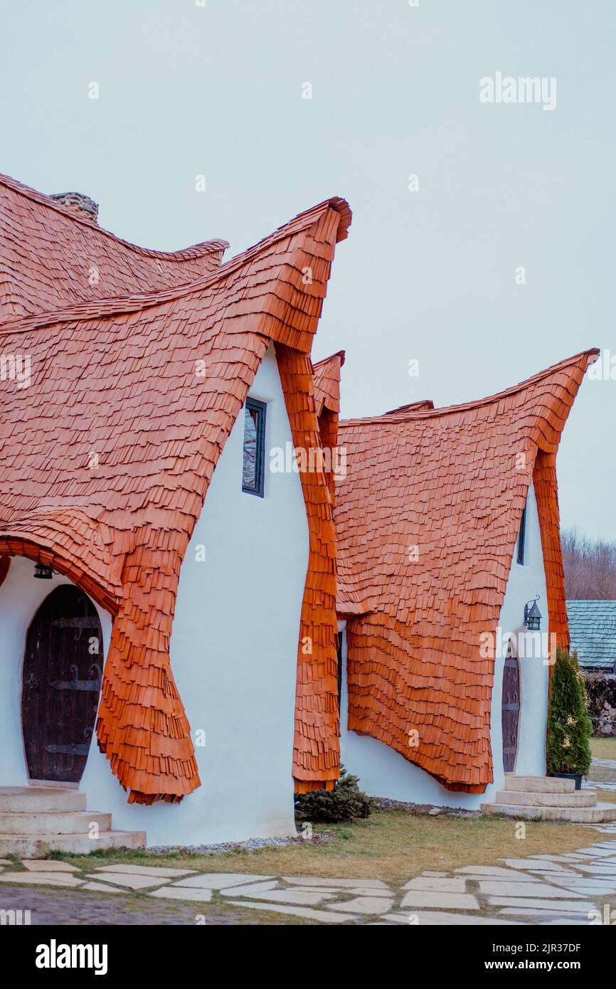 The white funny fairytale-style castles in the park Stock Photo - Alamy