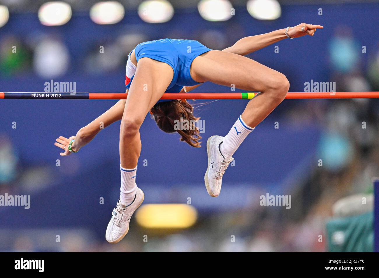 MUNCHEN, GERMANY - AUGUST 21: athlete competing in women's high jump at ...