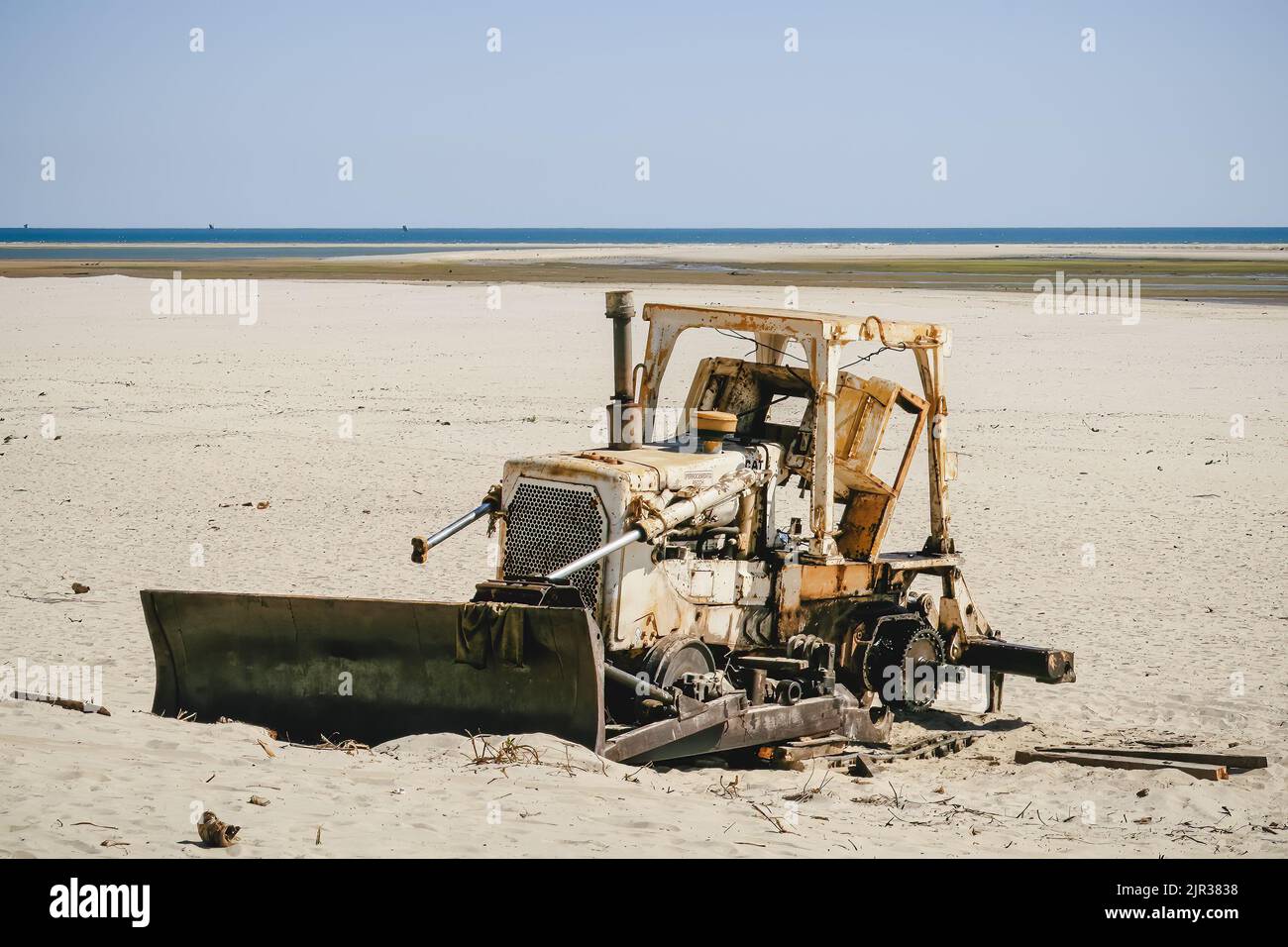 Abandoned bulldozer on a beach, Morondava, Madagascar Stock Photo - Alamy