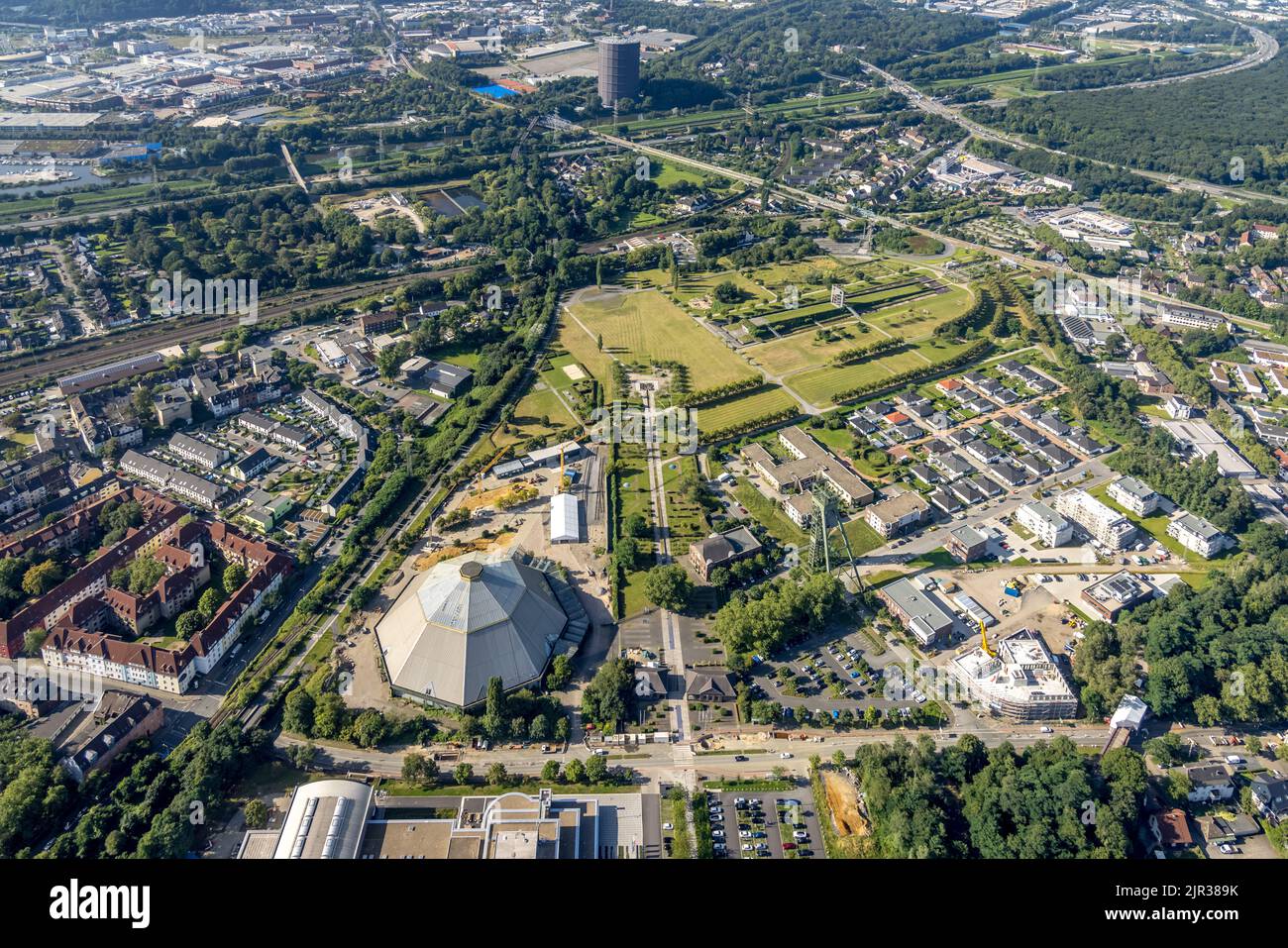 Aerial view, OLGA Park with ASO Oberhausen senior residence at OLGA ...