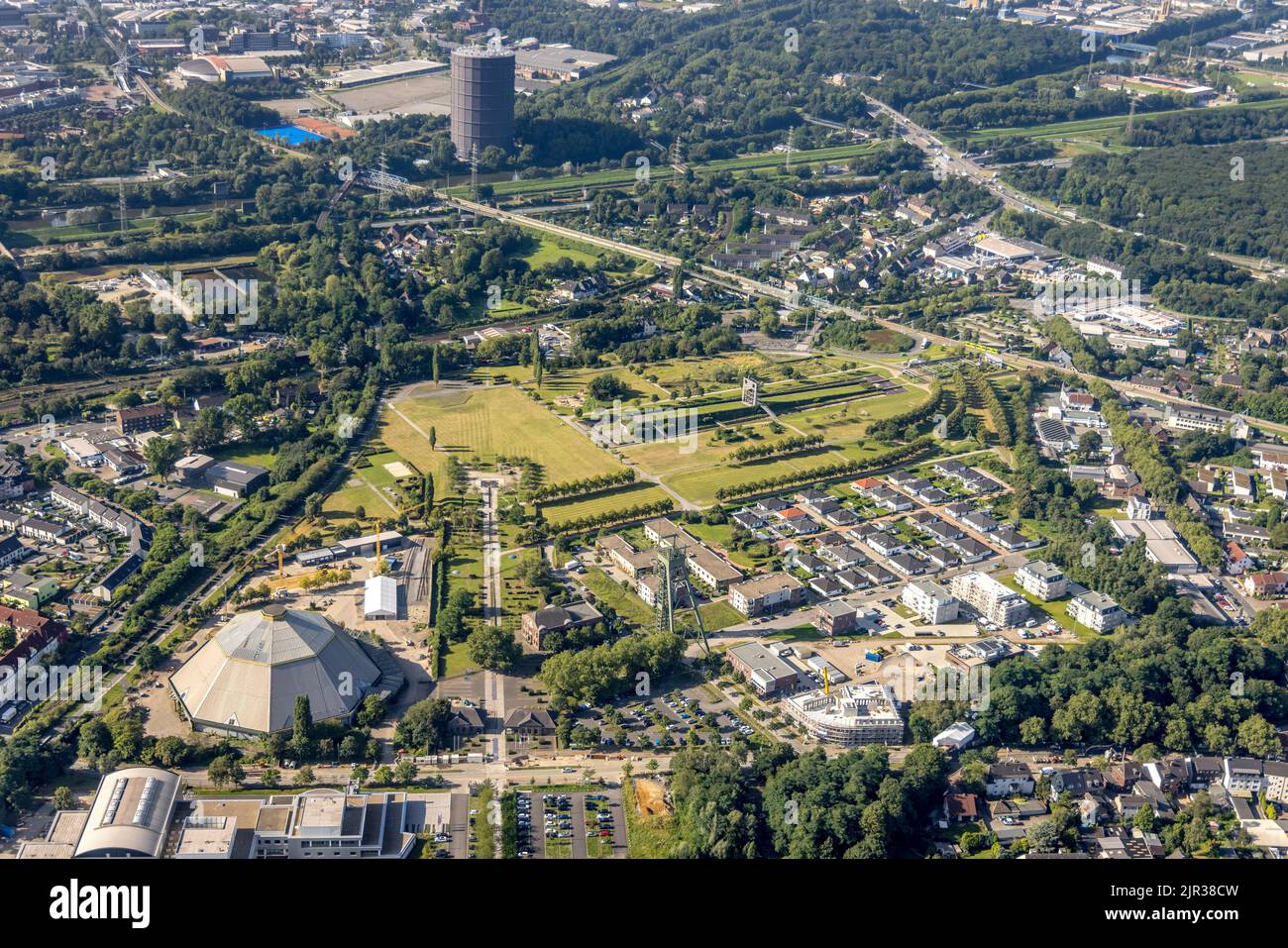 Aerial view, OLGA Park with ASO Oberhausen senior residence at OLGA ...