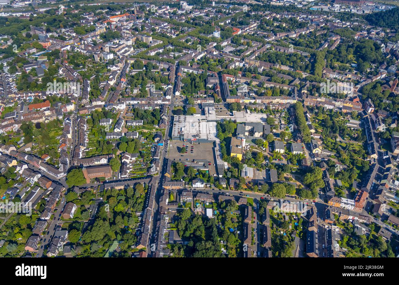 Aerial view, The Schladviertel with the furniture store XXXLutz Rück ...