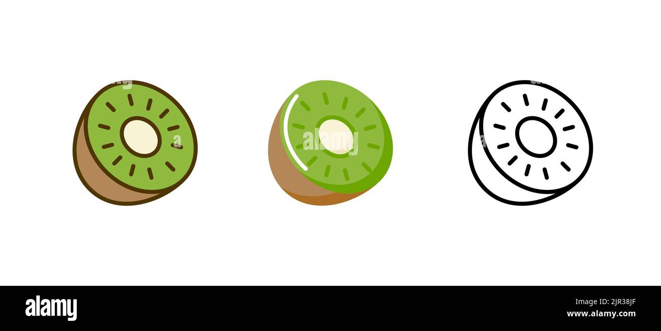 Kiwi flat line vector fruit icon illustration isolated logo. Kiwifruit ...