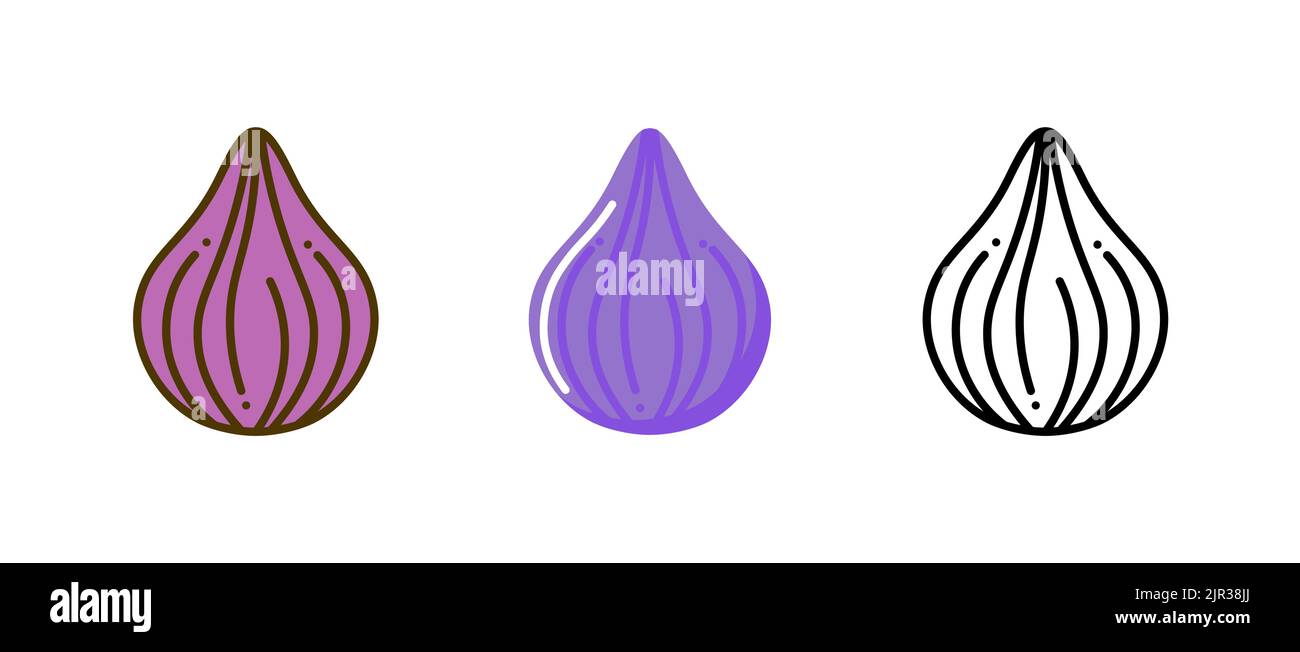 Fig cartoon vector fruit icon illustration. Fig fruit purple flat line ...