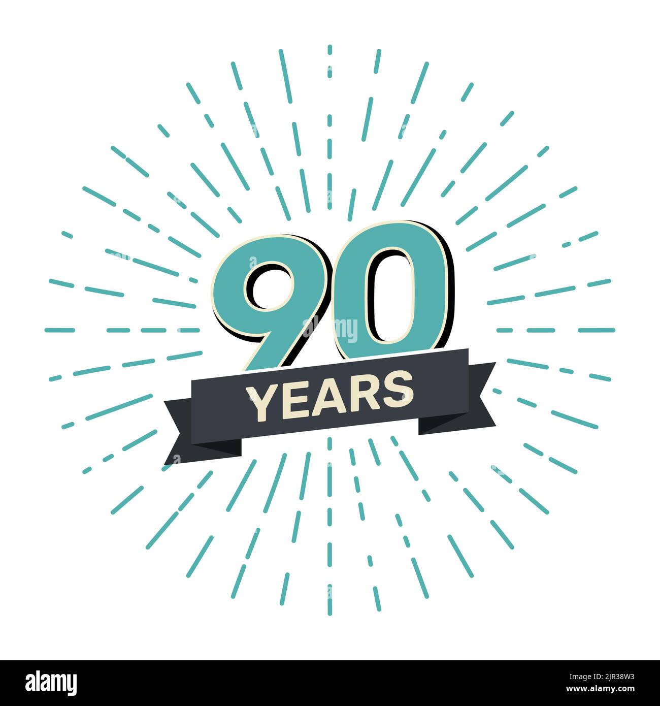 90th anniversary retro stamp icon badge invitation. Anniversary 90 ...